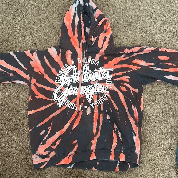 Other | Tiedye Atlanta Hoodie Black And Red | Poshmark